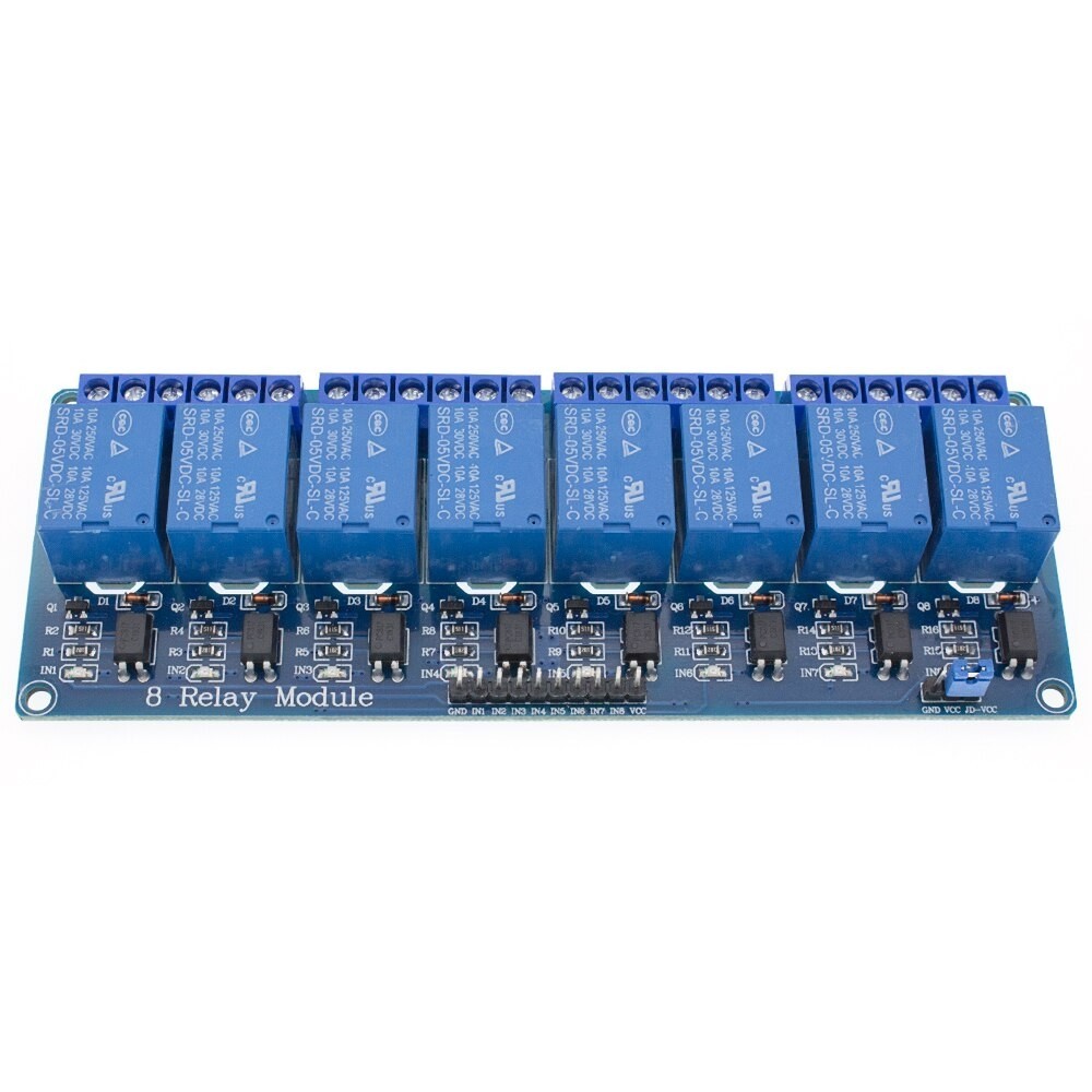 5v 8 csatornás relé modul optocsatolóval. Relé kimenet 8 utas relé ...