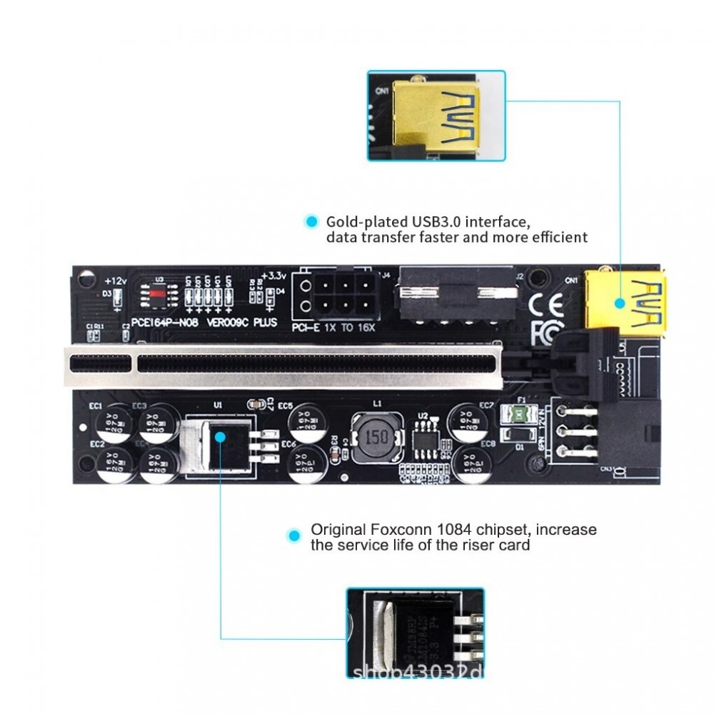 Kábel hossza: 0,6 m - 1 - 10 db VER009 USB3.0 PCI-E Riser VER 009S PLUS ...