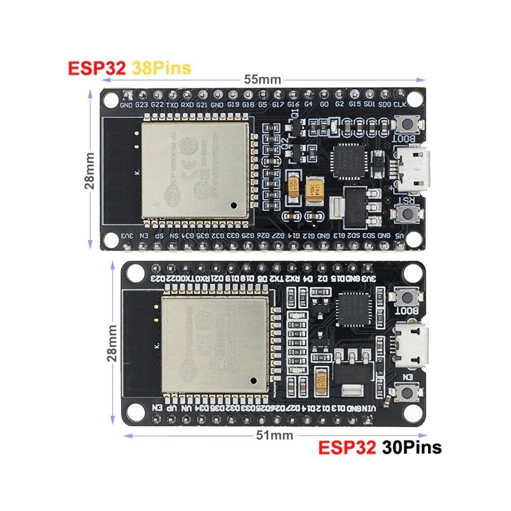 Szín: ESP32 Fekete tűk - 10 DB ESP32 Fejlesztőkártya WiFi Bluetooth Ultra-alacsony fogyasztású ...