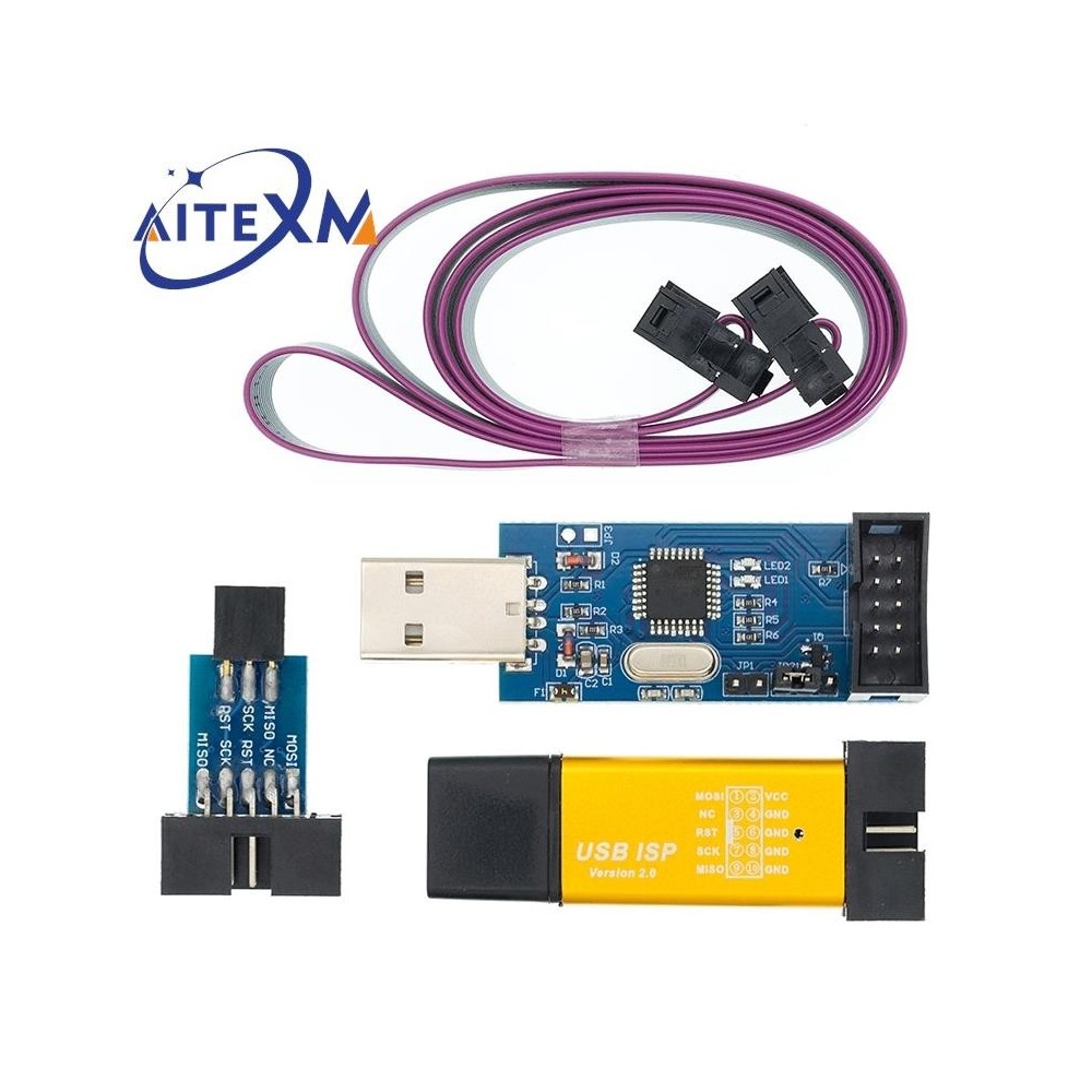 Szín: 1 SZETT - USBASP USBISP AVR programozó USB ATMEGA8 ATMEGA128 ATtiny/CAN/PWM 10 tűs ...