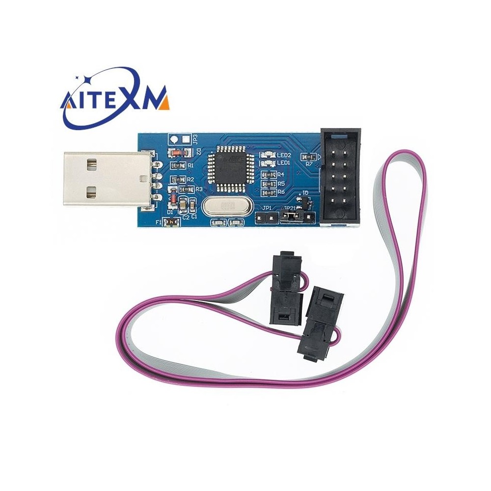 Szín: 1 SZETT - USBASP USBISP AVR programozó USB ATMEGA8 ATMEGA128 ATtiny/CAN/PWM 10 tűs ...