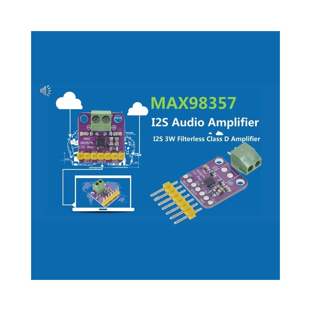 Max98357 I2S 3W D osztályú erősítő Breakout interfész Dac dekóder modul ...