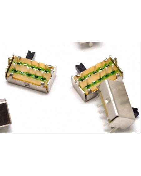 10db SK23D07 8 Tűs PCB ON-OFF-ON / Be-Ki-Be kapcsolós 2P3T DP3T miniatűr Csúszó kapcsoló Oldal ...