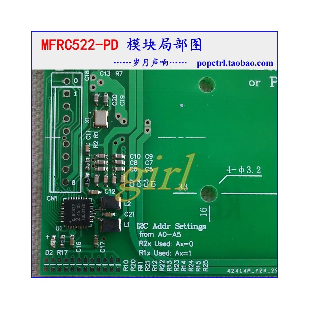 MFRC522 Modul RFID IC kártya író és olvasó Modul UART/SPI/I2C Interfész Távolsági 80mm,